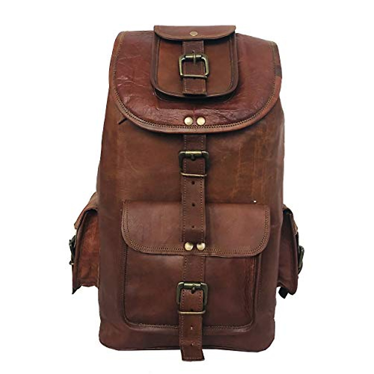 DHK 24'' Genuine Leather Vintage Handmade Casual Day-pack Cross body Messenger Laptop Backpack Travel Rucksack