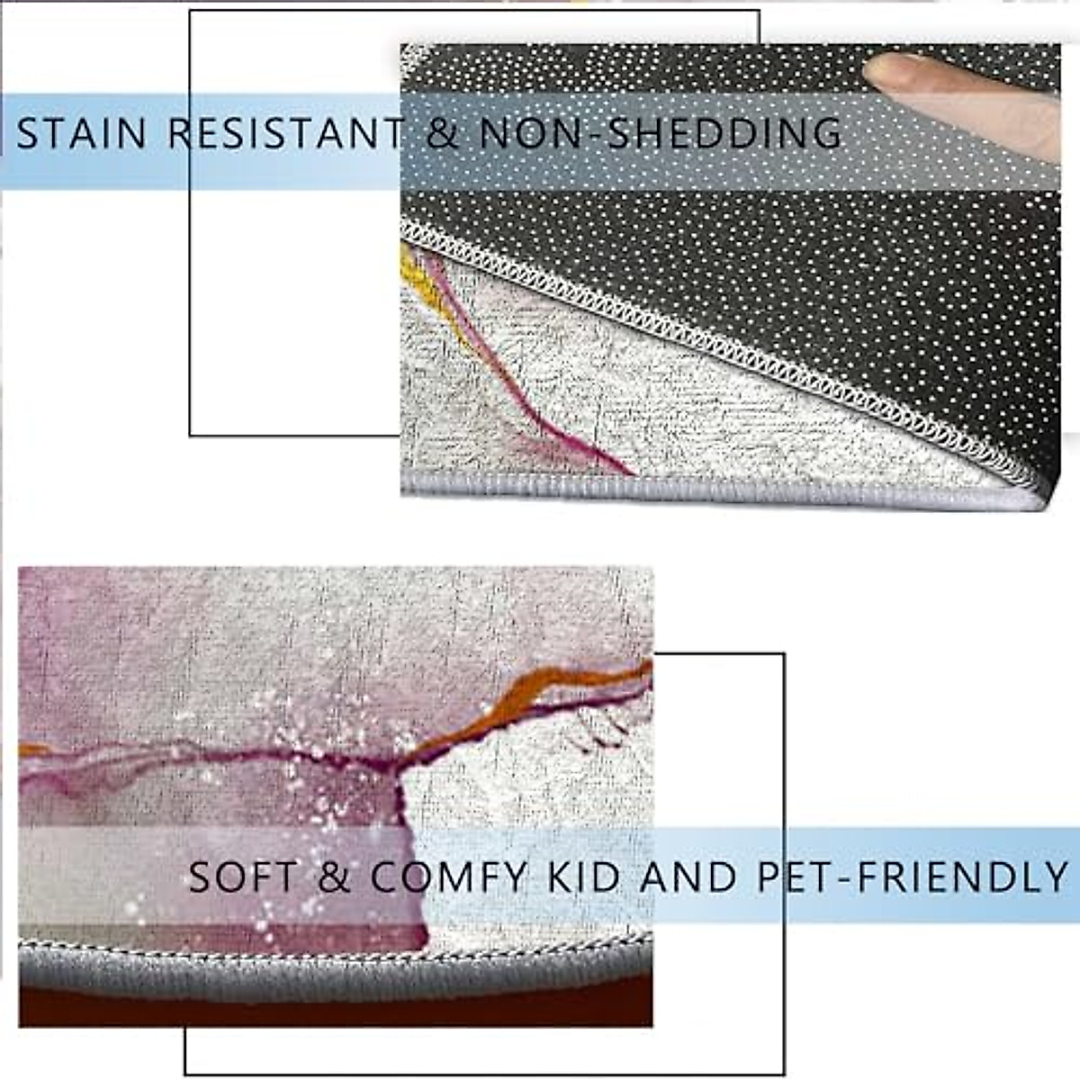 Round Chair Mat for Carpet Marble Thick Home/Office Floor Protector Purple Non-Slip Floor Mats Office Rug Floor Protectors 4 FT