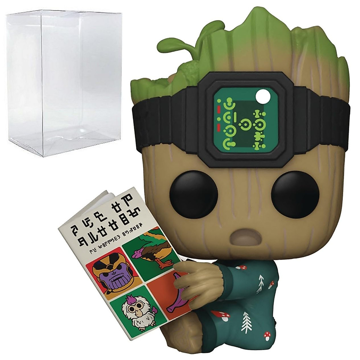 POP Marvel: I Am Groot - Groot in Onesie with Book Funko Vinyl Figure (Bundled with Compatible Box Protector Case), Multicolored, 3.75 inches