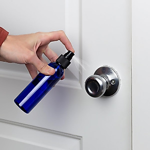 Cornucopia 4oz Blue Empty Plastic Refillable PET Spray Bottles w/Fine Mist Atomizer Caps (6-Pack); Sprayers for DIY Home Cleaning, Aromatherapy, Travel, & Beauty Care (4 Ounce, Cobalt Blue, 6)