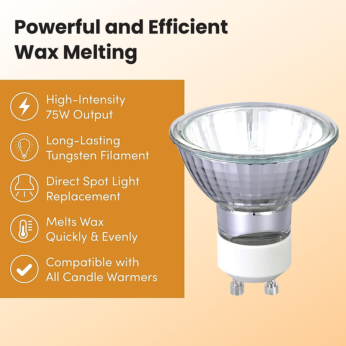 3 PACK New GU10 Halogen Heat Spot Lamp 75 Watt Candle Warmer Lamp Replacement Light Bulb I Top Down Heating Wax Melter Recessed Lighting Spotlight Fixture Kitchen Bathroom Vanity 75W Heating Lights