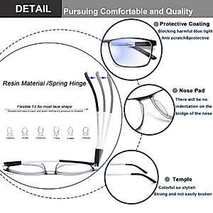 EYEURL 4 Pack Reading Glasses for Men and Women - Blue Light Blocking Readers with Spring Hinges+1.75