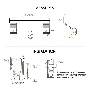 T-HAKEN Sliding Door Handle Pull – New Update Sliding Glass Door Pull Handle 6-5/8" for Old or Damage Patio Door - Easily –for Right- or Left-(Silver)