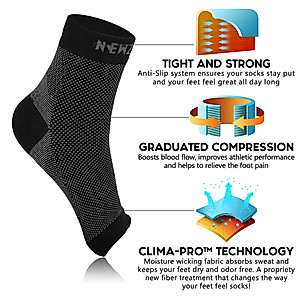 NEWZILL Plantar Fasciitis Socks with Arch Support, BEST 24/7 Foot Care Compression Sleeve, Eases Swelling & Heel Spurs, Ankle Brace Support, Increases Circulation (XXL, Black)