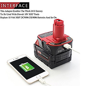 waitley Battery Adapter for Dewalt DCA1820 18V-20V Converter with USB Port Function Compatible with DC9096 DE9096