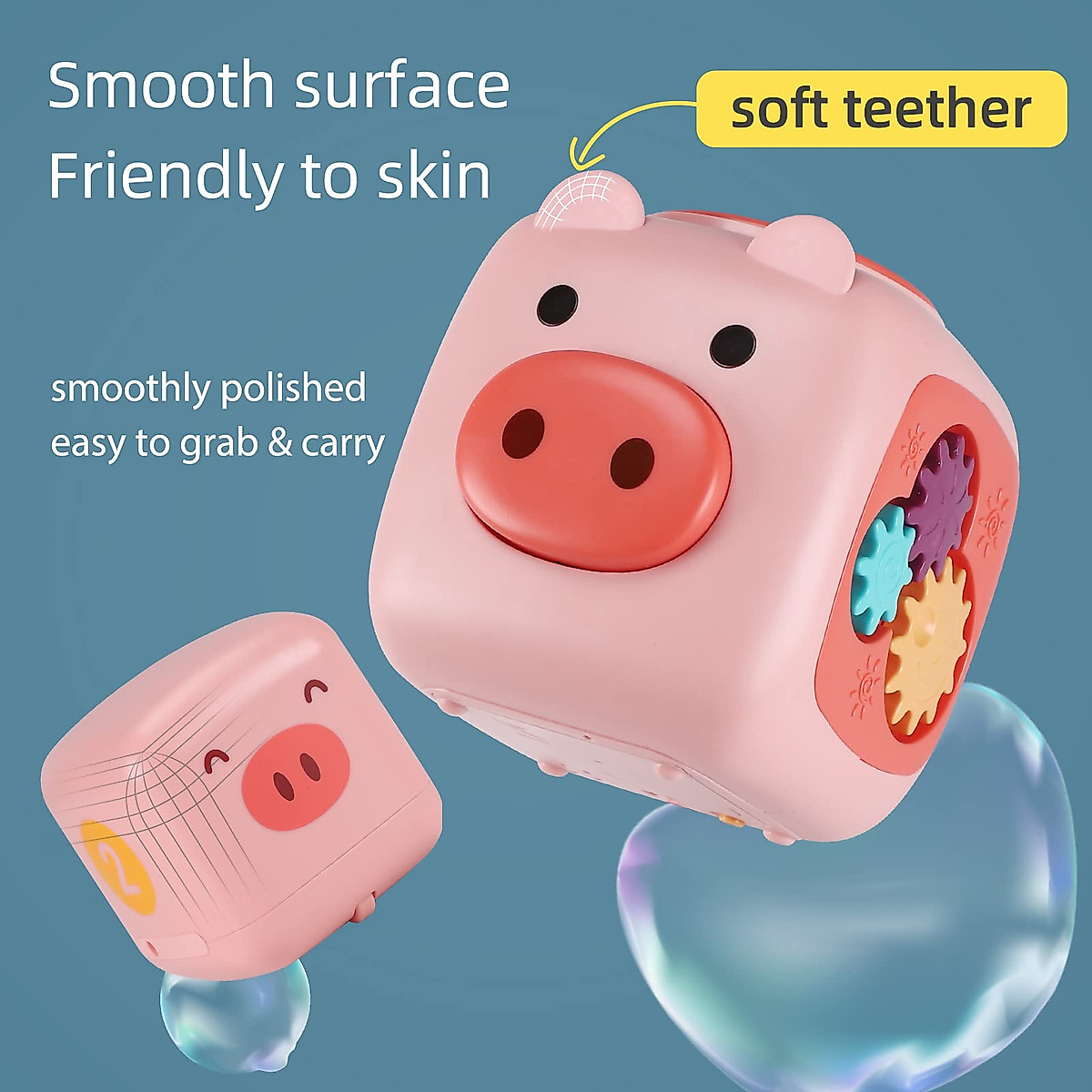 YOOYID Baby Toy Musical Activity Cube Piggy with Small Car Educational Number Learning Toys for Toddlers 9-18 Months