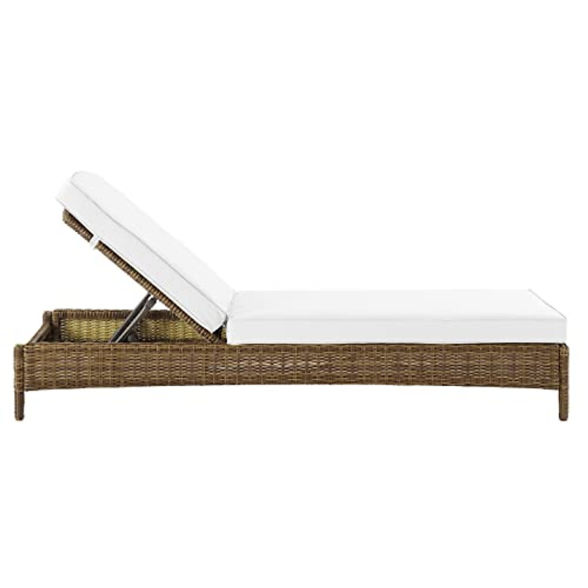 Crosley Furniture Bradenton Reclining Wicker Outdoor Chaise Lounge Chair with Sunbrella Patio Cushions, Weathered Brown with Sunbrella Cushions