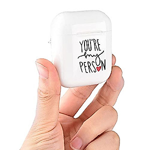 Jaustee You're My Person AirPods Case Protective Cover Skin - Greys Anatomy White Premium Hard Shell Accessories Kits for Apple 2 &1- Matching Anti-Lost Hook Your Gifts (White-1)