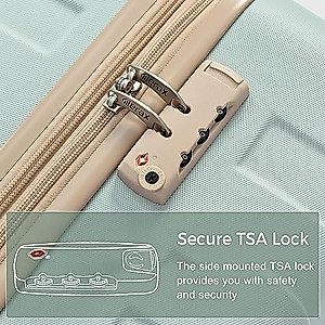 Merax 3 Piece Expandable ABS Hardshell Luggage Sets Spinner Wheel Suitcase TSA Lock Suit Case, Grey Green, 20/24/28 Inch