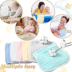 Ramede 12 Pack Muslin Baby Burp Cloth Baby Bibs Sets Drool Bandana Absorbent Soft Burping Cloth for Unisex Newborn Baby Girl Boy Toddlers Infants Teething Adjustable