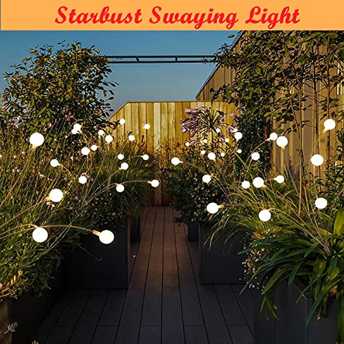 2 Packs Solar Lights Outdoor Waterproof, 20LED Solar Firefly Lights Waterproof, Solar Garden Lights, Swaying When Wind Blows, Path Landscape Outdoor Decorative Lights(Warm)
