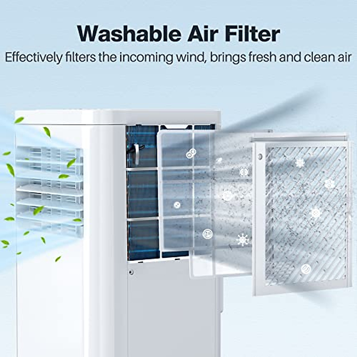 Rintuf Portable Air Conditioner, 8000 BTU AC Unit with Dehumidifier & Fan Modes, Up to 350 Sq.Ft, Remote Control, 24H On/Off Timer, Quiet Air Conditioner for Room, Window Mount Kit