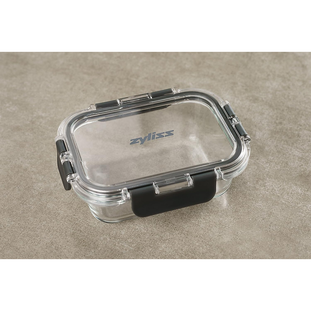Zyliss Glass Container, Shatterproof Glass, Airtight Food Storage Box with Sealable Lid, Microwave Safe, BPA Free, Freezer Safe, Fridge Storage, Food Container, 6.3in x 4.7in x 2", 12.5oz