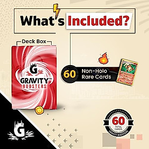 60x Rares Power Box | 60 Rare Cards | for Pokemon Collectors | Powerful & Fun Cards | 100% Authentic Cards | Oops! All Rares! | Bundled w/GRAVITY BOOSTERS Deck Box