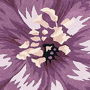 SAFAVIEH Novelty Collection 5' Round Lilac NOV254A Handmade Boho Flower Premium Wool Area Rug