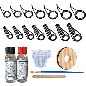 Fishing Rod Repair Kit with Glue,Fishing Rod Tips Guides Replacement Kit Rod Eyelet Stainless Steel Ceramic Ring Repair Kit