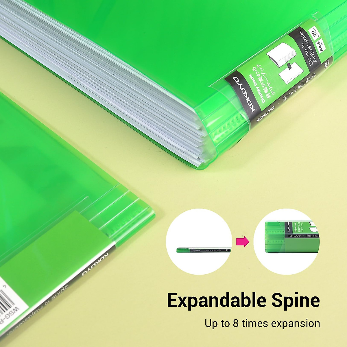 Kokuyo 40-Pocket Binder with Plastic Sleeves 8.5"x11" (Orange), A4 and US Letter Expandable Art Portfolio Folder with Clear Sheet Protectors. 80 Pages of Presentation Display Book. (RA-N40YR)