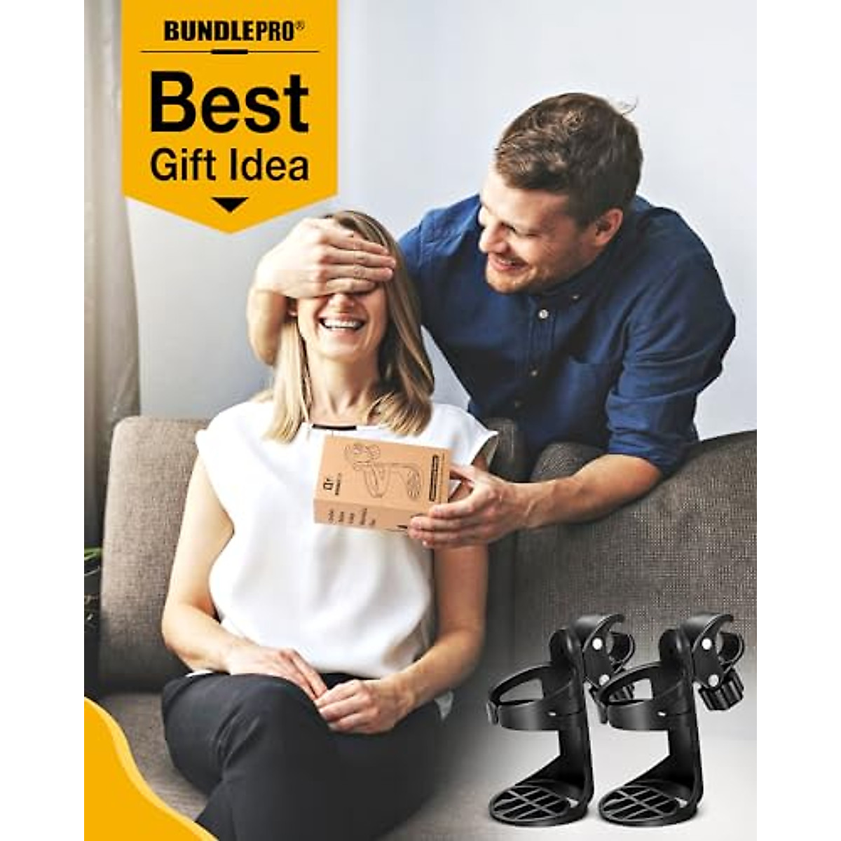 Pack of 2 Stroller Cup Holder, Universal Drink Bottle Holders for Trolleys,Wheelchair, Walker,Bicycle,Bike