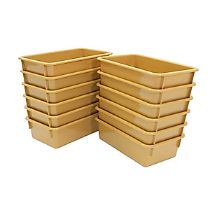 Angeles Value Line Cubby Storage Trays, Set-12 Tan, ANG7052T12, Nursery or Classroom Décor, Preschool or Daycare Plastic Bins for Kids Shelving Units