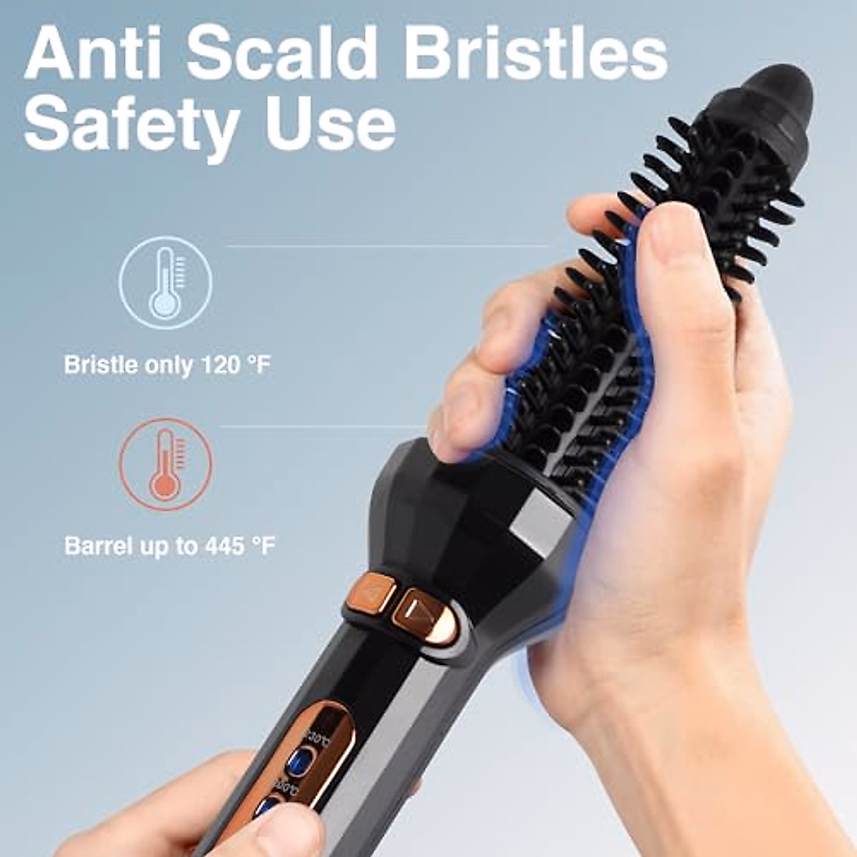 ECOJIA Hair Curling Iron Brush,Hot Curling Comb Ceramic Rotating Curling Iron 1 Inch,Heated Round Brush Hair Styler Tool for Short Hair,Electric Hair Brush 2 in 1 Hair Straightener and Curler