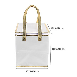 Luxshiny Insulated Grocery Bag Pizza Delivery Bag, Insulated Carrier Bags White Delivery Bags Grocery Bags for Pizza Food Dinner (26x30cm) Grocery Tote Bags