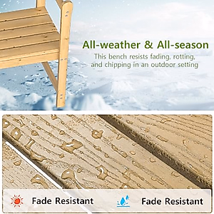 Outdoor Bench, 4 ft Patio Wooden Bench, Weatherproof Sturdy Wood Frame Garden Bench, 2-Person Loveseat with Armrests and Backrest, 800Lbs Weight Capacity, for Porch, Entryway - 22"D x 47.5"W x 34"H