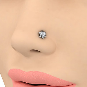 FINEROCK 0.06 Carat Diamond Nose Pin in 14K White Gold
