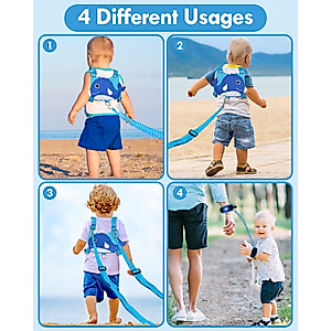 Lehoo Castle Toddler Leash for Walking, Baby Leashes for Toddlers 4-in-1, Kid Harness with Leash, Child Safety Leash Anti Lost Wrist Link (Whale)