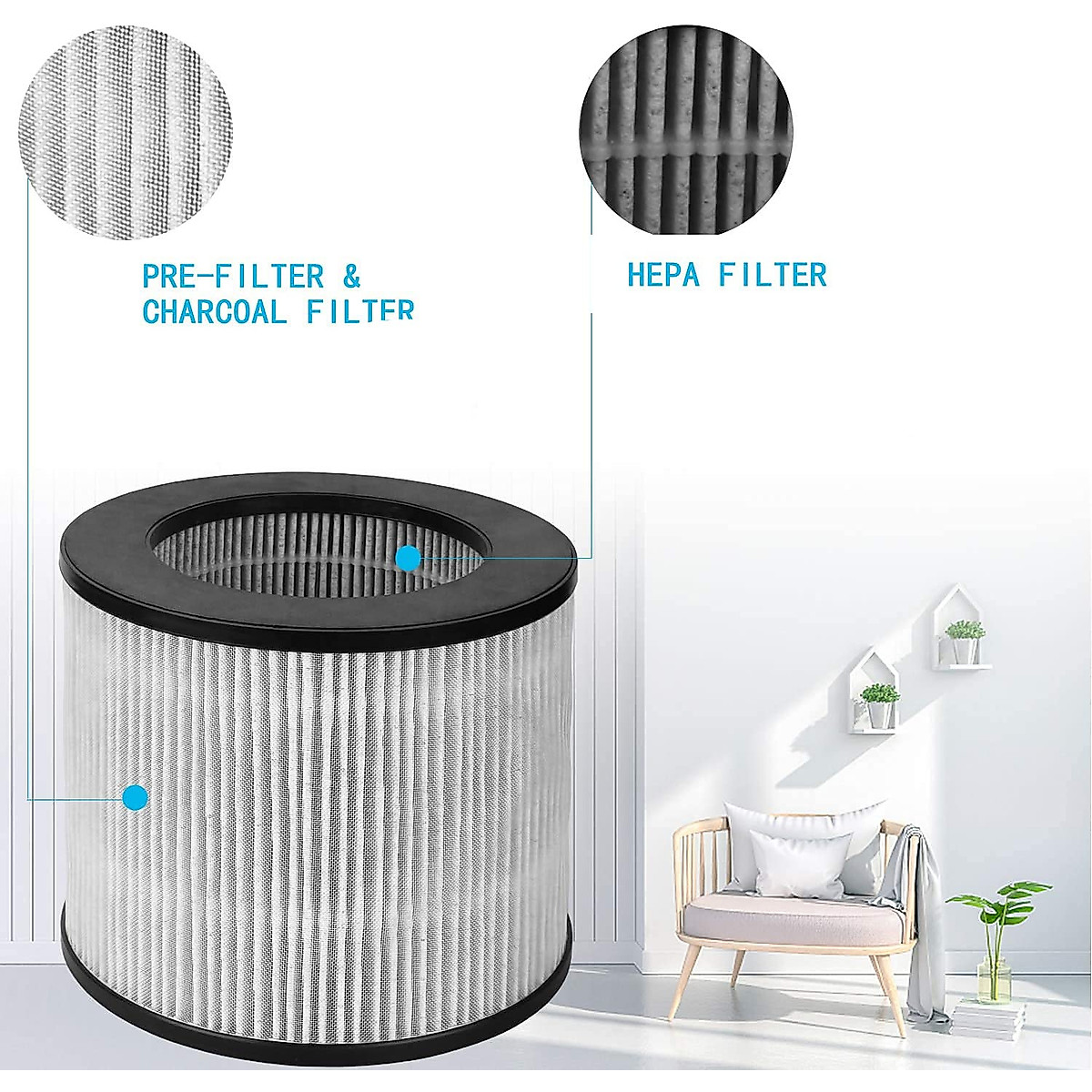 KEYJINIU 2 PACK 2801 Replacement Filter Compatible with Bissell 2801, 2780, 2780A, 2780B, 2780P, 27809 Hight Efficiency and Carbon Filter MyAir Personal 2801 Filter