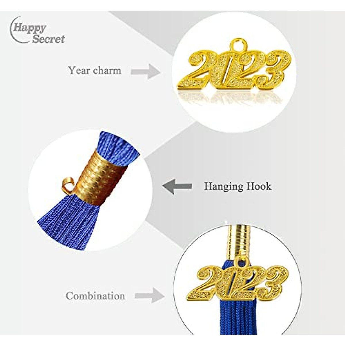 Happy Secret Graduation Year Charm 2023 2024 2022 Signet Year Charm for Graduation Tassels