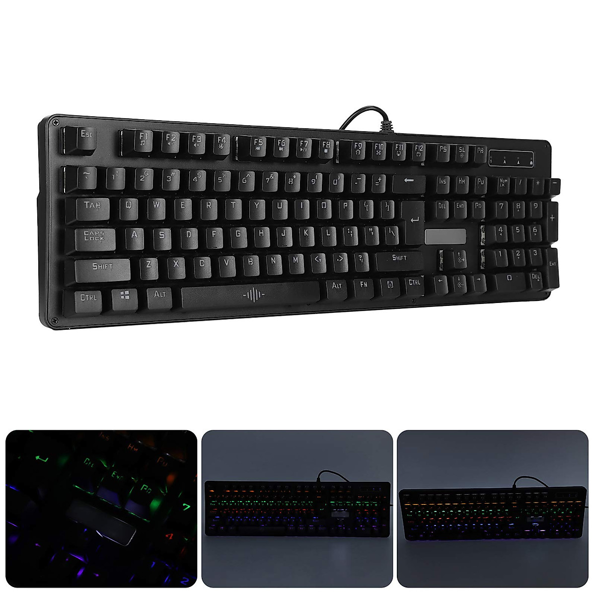 Keyboard, Backlight Illuminated Plug and Play Gaming Keyboard, Desktop USB 104 Keys for Computer Laptop(Black (104 Key Green Shaft))