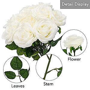 Softflame Artificial/Fake/Faux Flowers - Rose White 10PCS for Wedding, Home, Party, Restaurant