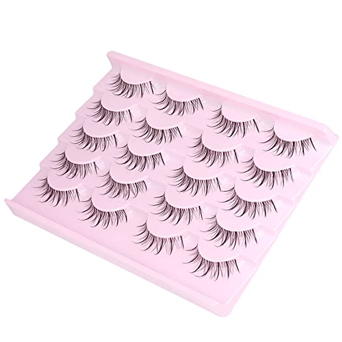 Manga Lashes Natural Look Anime False Eyelashes Wispy Fluffy Spiky Fake Lashes Cosplay Korean Japanese Asian Lashes Pack 10 Pairs Faux Mink Lashes Black