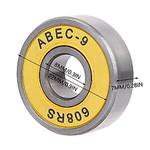 Skate Roller Bearing 8 Pcs Longboard Roller Skate Bearings 608 Ball Bearings for Skateboards Roller Blade Inline Skating Scooter (Yellow)