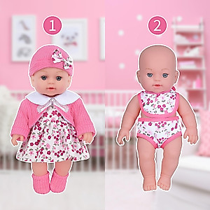 ZNTWEI 12 Inch Baby Doll Playset with Reborn Baby Dolls Clothes and Accessories Including Bottles, Nipple, Diaper, Bib, Underpants