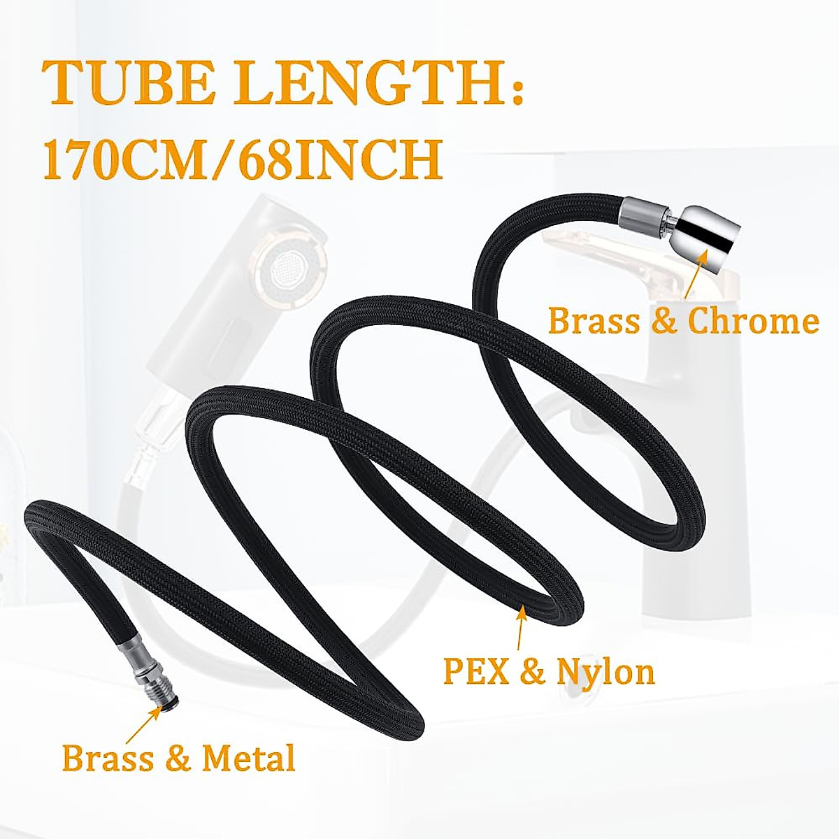 K-1219935-BC Hose Kit for Kohler Pull-Down Kitchen Faucet, Pull-Out Hose with 13.5oz Weight Ball, Classic Pull-Out Hose for Kohler K-1219935-BC/K-1304674-BC Hose Replacement Parts