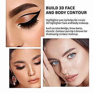 FREEORR 8 Colors Highlight Contour Stick, 2 in 1 Body Makeup Shding Stick, Face Highlighters Sticks,4 Packs Contouring Highlighting Foundation Shadow Cream Pen