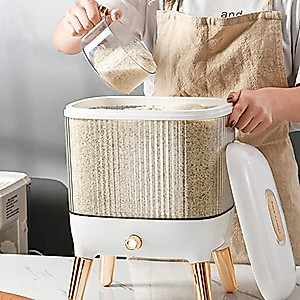 JINYISI Rice Dispenser, Grain Storage Container, Light Luxury Style Rice Bucket, Transparent Food Storage Bucket, Suitable for Rice, Black Rice, Mung Bean, red Bean and Other Grains