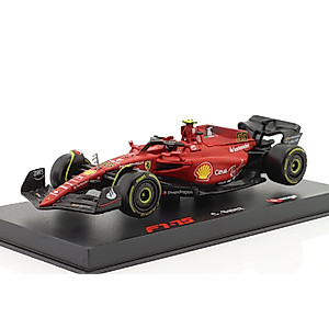 Bburago - 1/43 Scale Model Compatible with Ferrari Replica Miniature Compatible with Scuderia F1-75 # 55 Compatible with Carlos Sainz Replica Model 2022 Racing