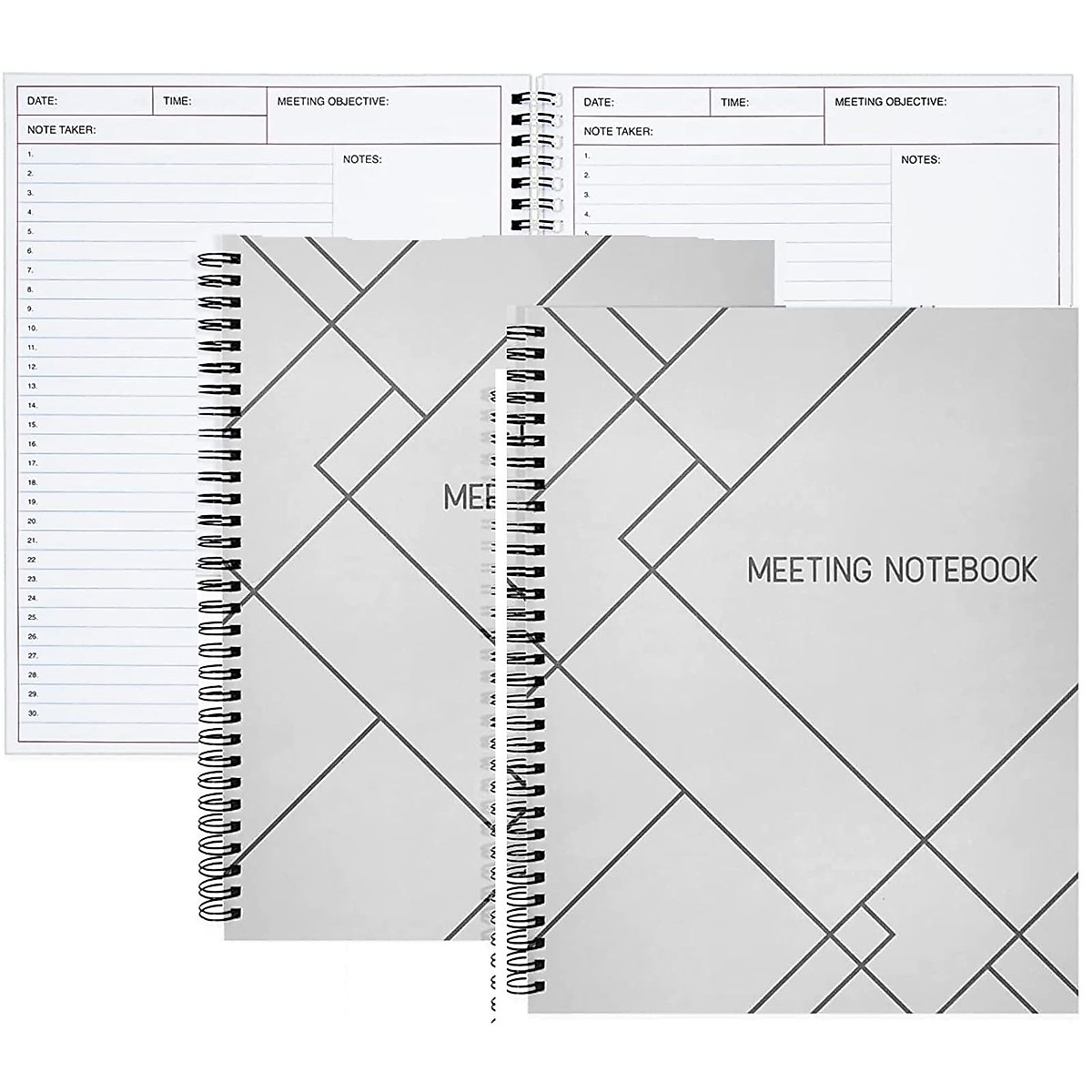 Juvale 2 Pack Meeting Notebooks for Work Organization, Office and Daily Notes, 80 Sheets, Spiral Bound Planner (8.5 x 11 In)