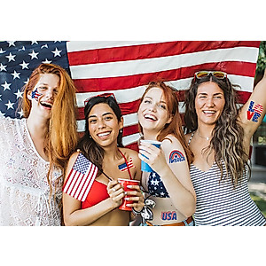 ALIBBON 10 Sheets Patriotic Tattoos, Memorial Day Temporary Tattoos, American Flag Tattoos, Red White and Blue Party Supplies for Independence Day Labor Day Veterans Day