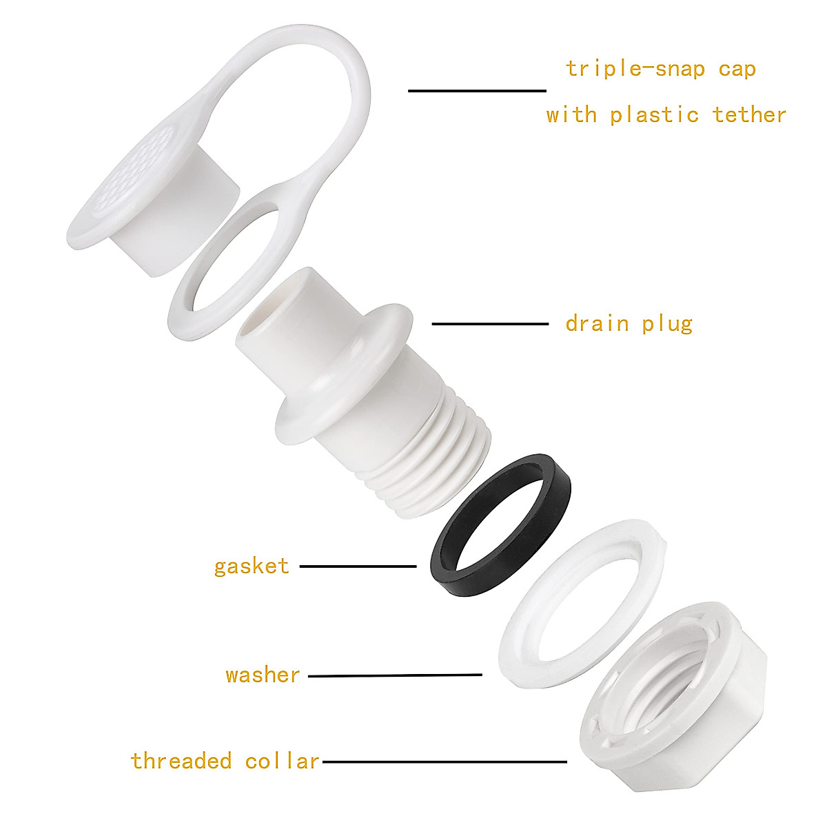 Cooler Drain Plug Replacement for Igloo Cooler, Igloo Cooler Drain Plug Replacement, Triple-Snap Cooler Drain Plug, Igloo Cooler Ice Chest Drain Plug