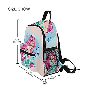 DXTKWL Cute Ocean Mermaid Toddler Backpack for Boys Girls, Kids Backpack Small Mini Backpack with Chest Strap, 10x4x12 in