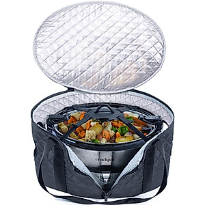 BAGSPRITE Slow Cooker Carrying Case Compatible with 6-8 Quart Crockpot Carrier for Hot Food and Hamlton Beach Slow Cooker Tote with Lid Fastener for Crock-pot Dust Cover Applicances