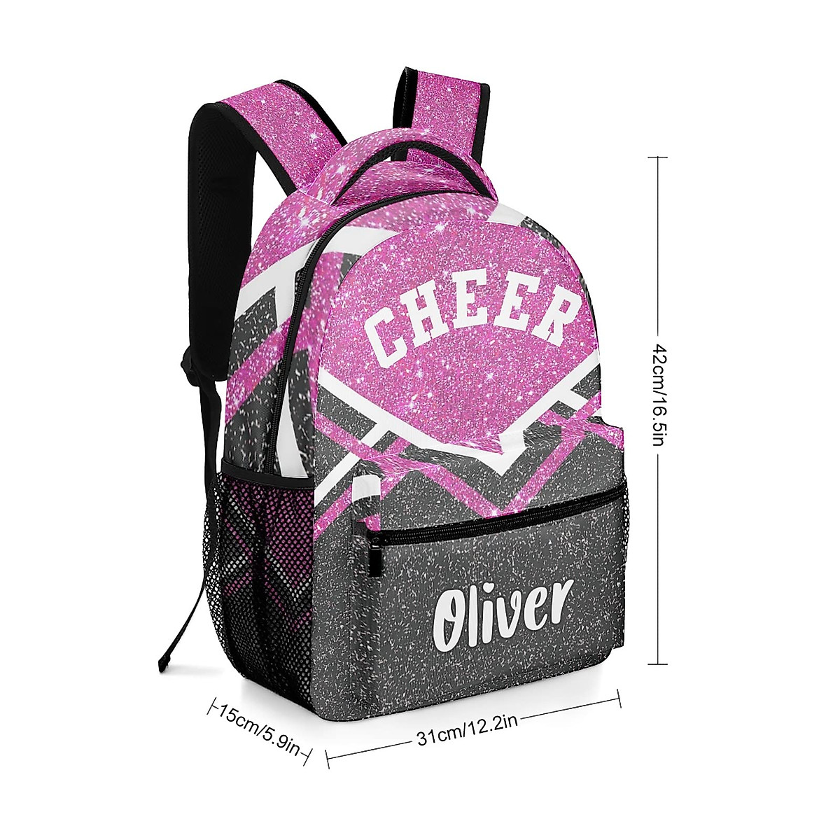 XOZOTY Rose Red Cheer Cheerleader Backpack Personalized Name Bag Bookbags Daypack for Kids Adult