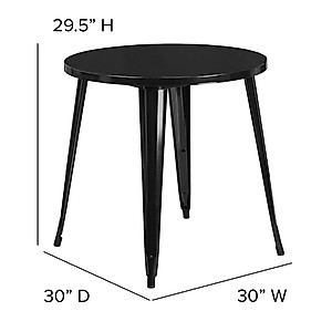 Flash Furniture Jeffrey Commercial Grade 30" Round Black Metal Indoor-Outdoor Table