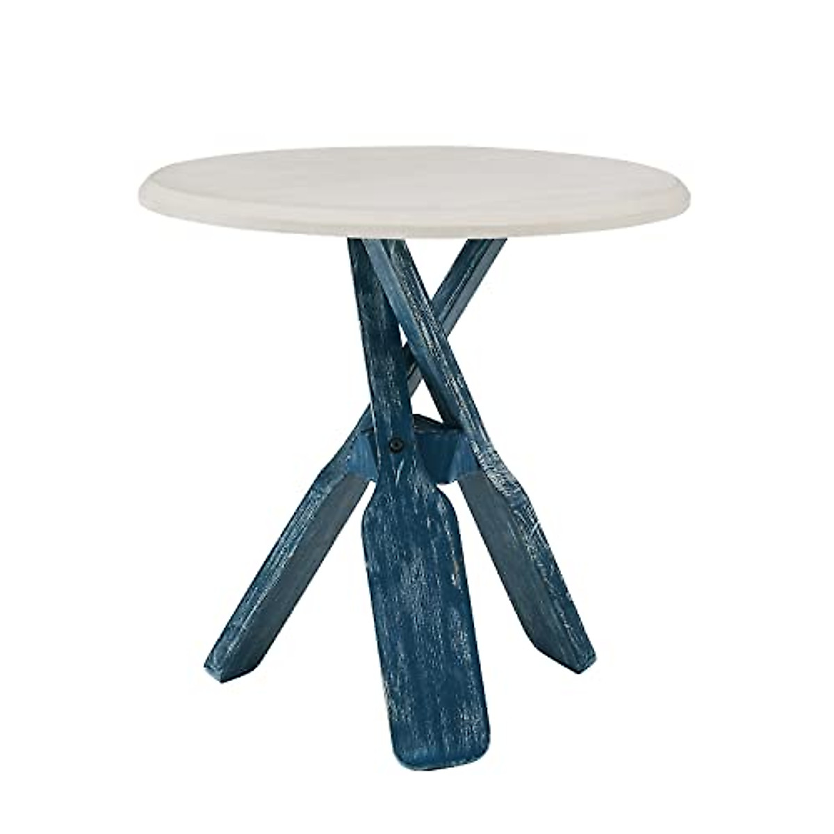 Powell Round Top Shanice Oar Side Table, Coastal Blue and White (PAMZN2087)