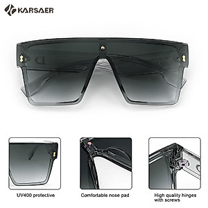 Karsaer Chic Oversized Square Women Men One Piece Sunglasses Fashion Flat Top Large Unisex Sunglasses Women Men K7110