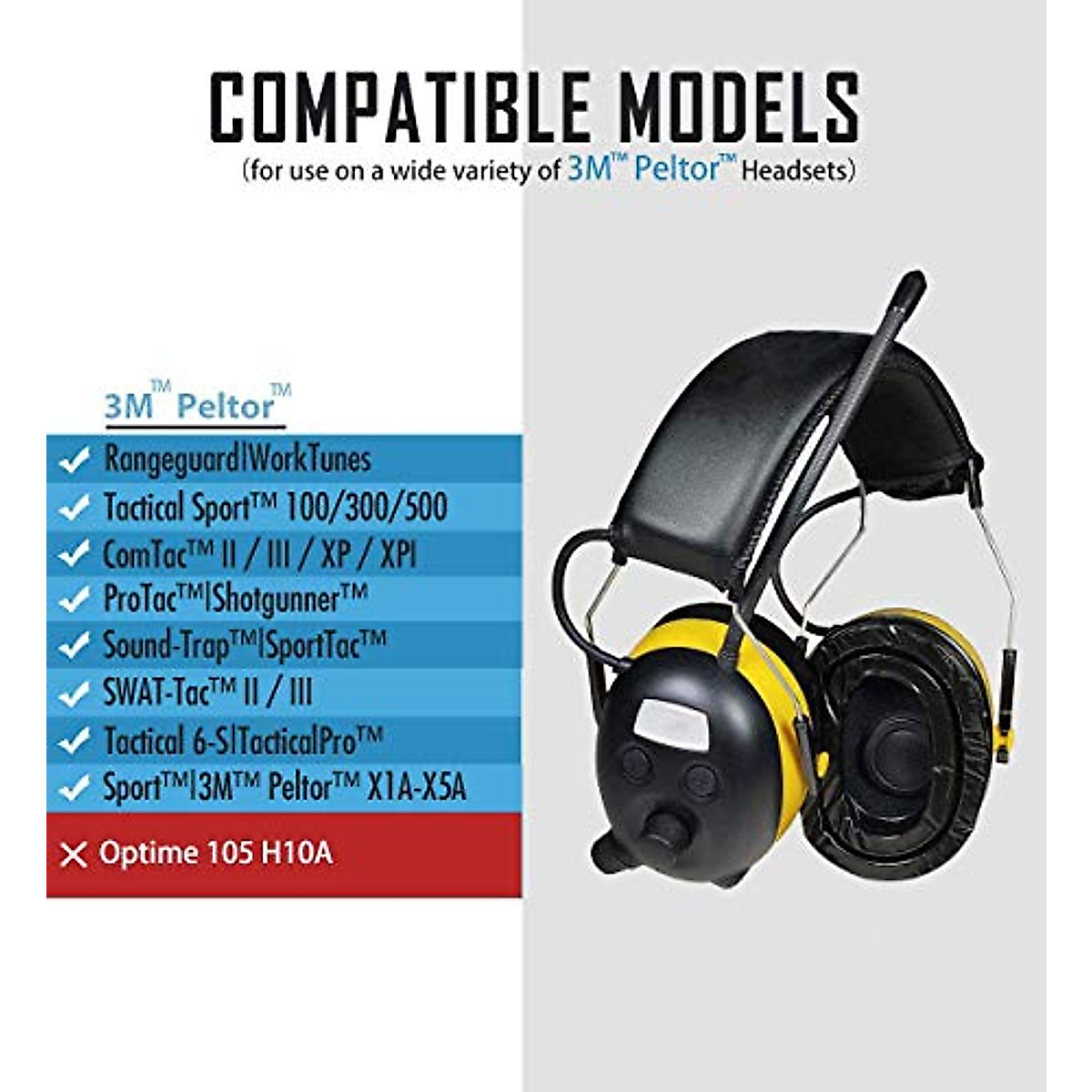 PROHEAR 033 Upgraded Bluetooth Hearing Protection Headphones - Black GEP01 Gel Ear Pads (Upgraded) for 3M PELTOR Headsets