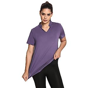 MISS FORTUNE Women's Polo Shirts, Golf V-Neck Workout Tops, Moisture Wicking Ladies Golf Shirt Loose Fit for Tennis Yoga